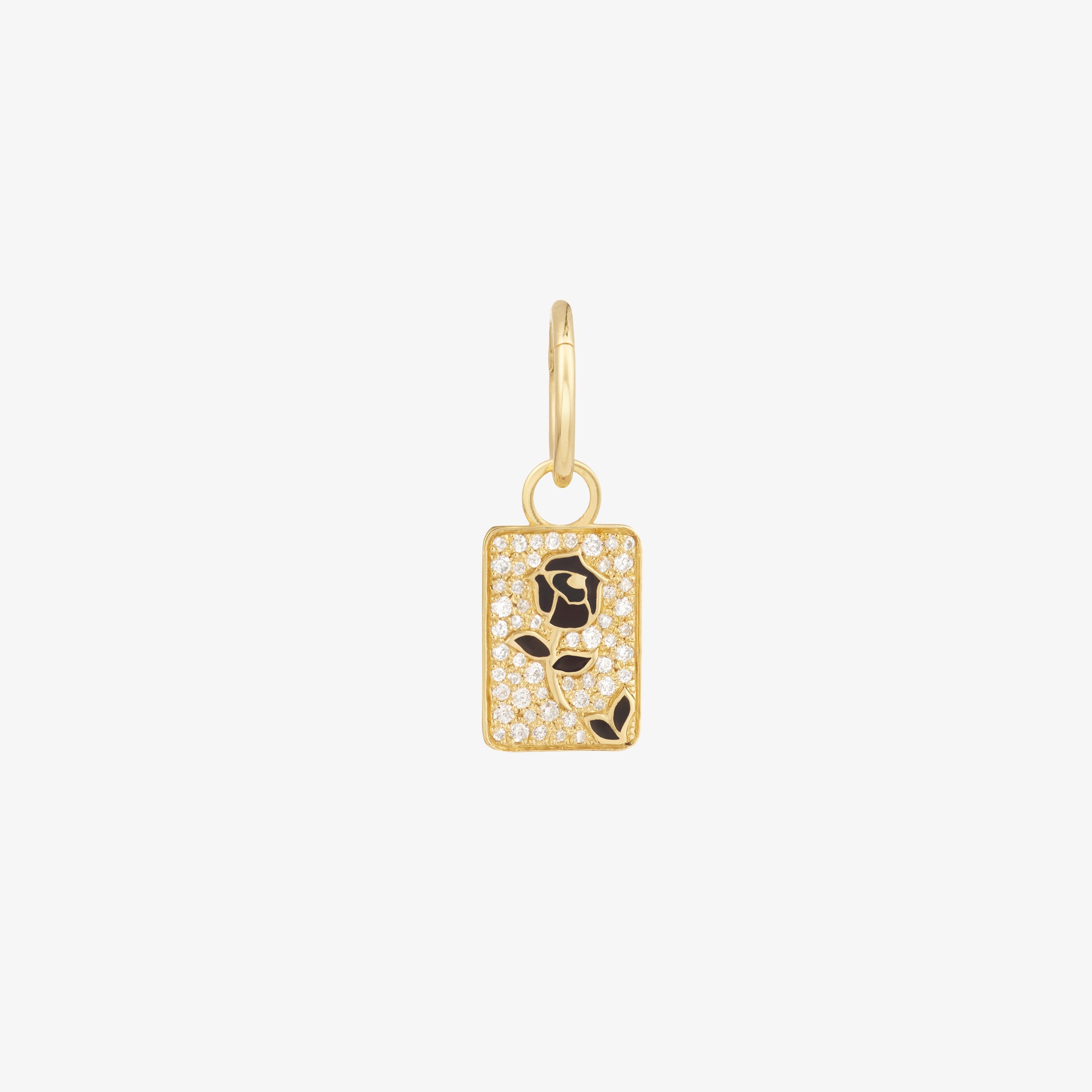 Nano Créole Rose Noire Or 18K et diamants de laboratoire